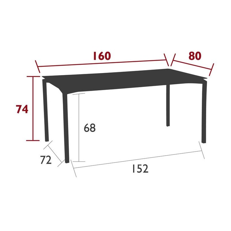 Table de jardin 160 x 80 cm CALVI 6 places FERMOB - Latour Mobilier de ...