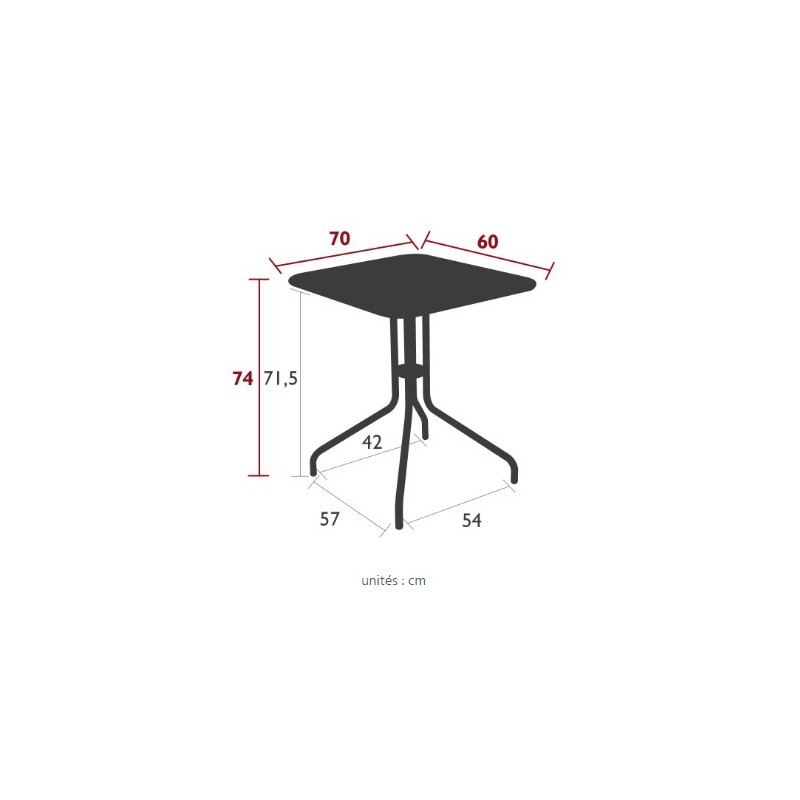 Table de jardin Pétale 60x70 cm 2 places FERMOB - Latour Mobilier de Jardin