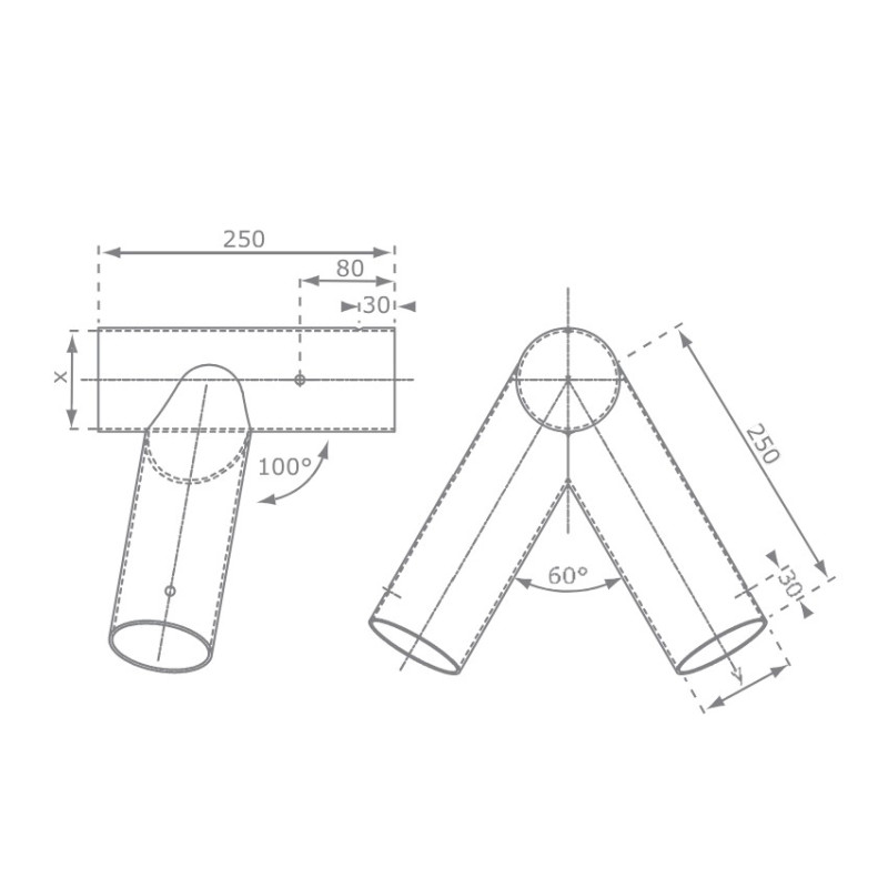 Raccord Dangle Oblique En Acier Pour Portique Ø10 Cm Kbt Latour